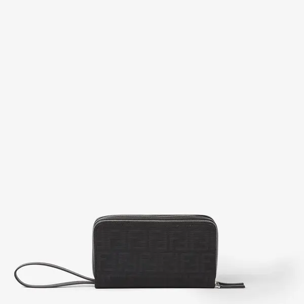 Fendi Standing Clutch Black Ff Zucca Jacquard Pouch